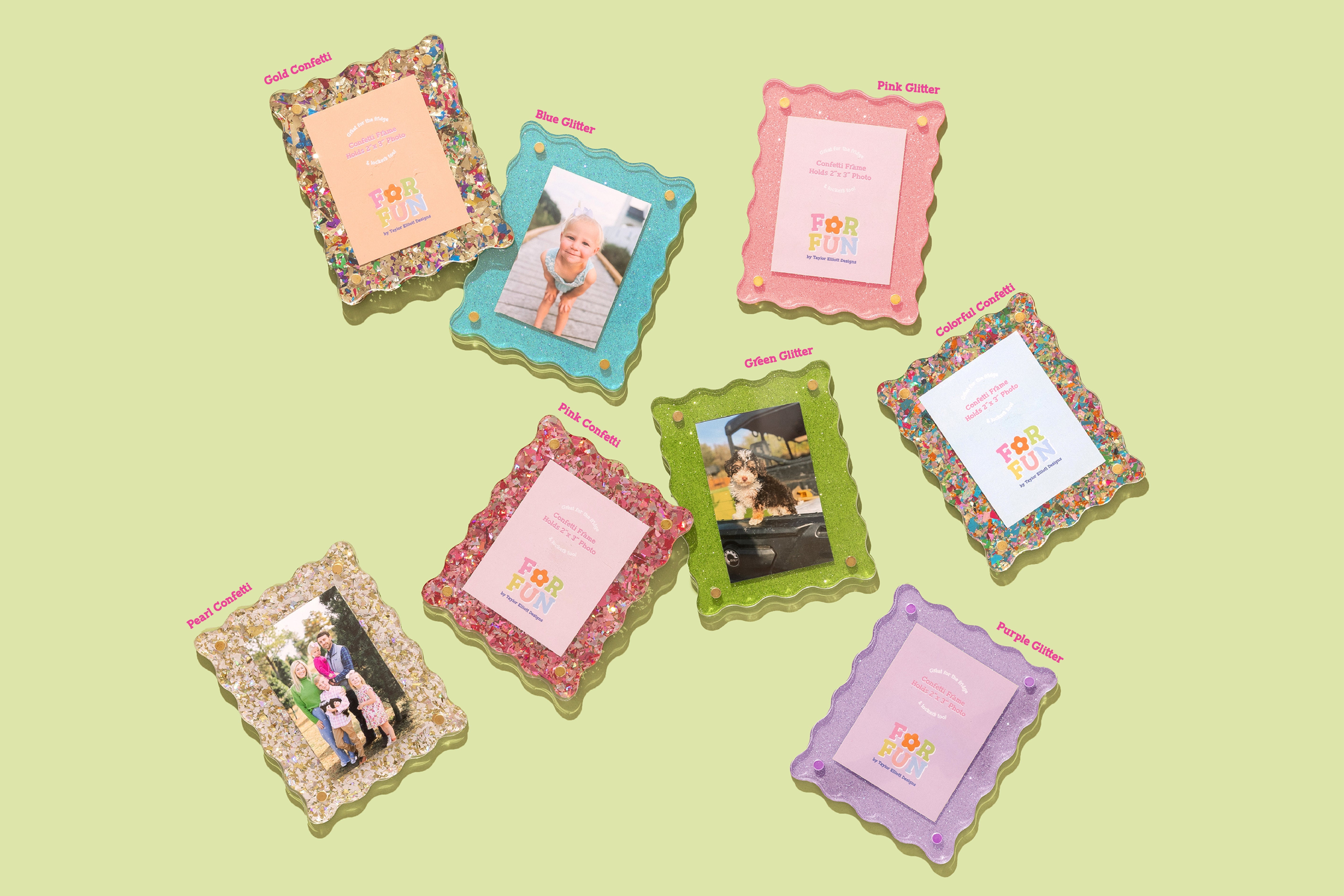For Fun - Glitter Magnetic Frames (4 Colors) | Locker Frame | Gift Idea