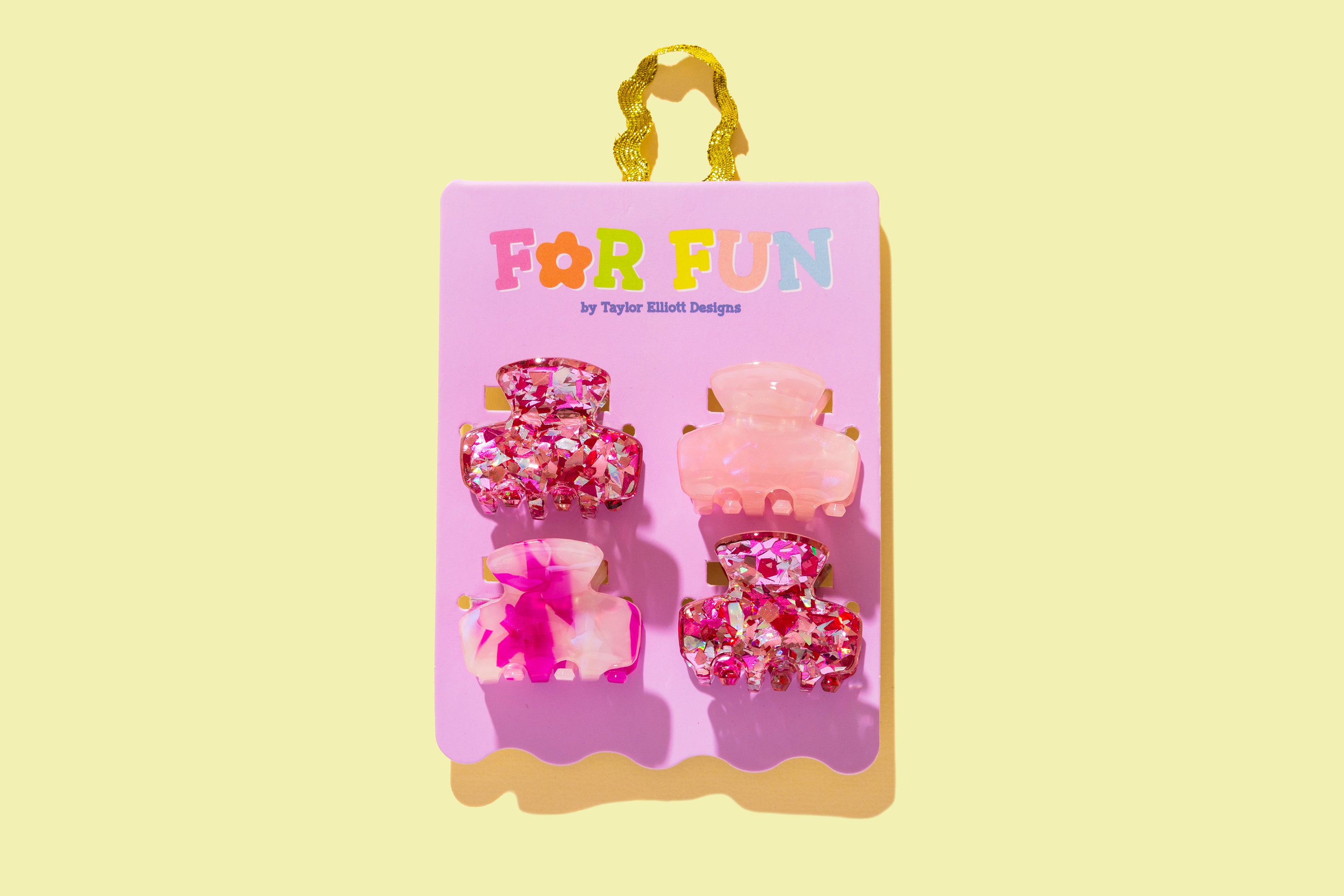 For Fun - Pink Confetti Mini Claw Clips | Gift Idea | Tween Hair Clips