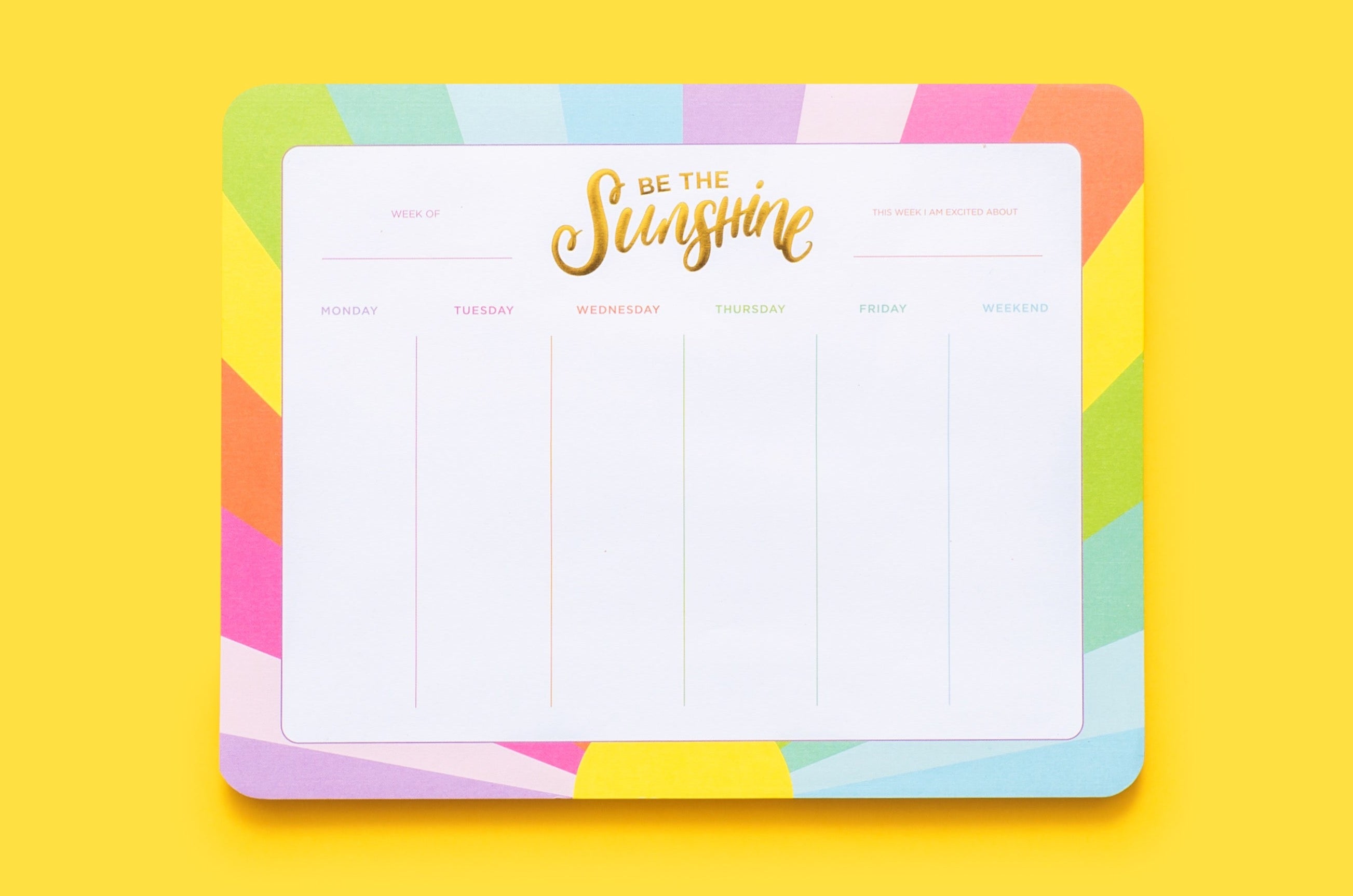 Be the Sunshine Weekly Planner | Calendar | Gift Idea | Desk Accessories