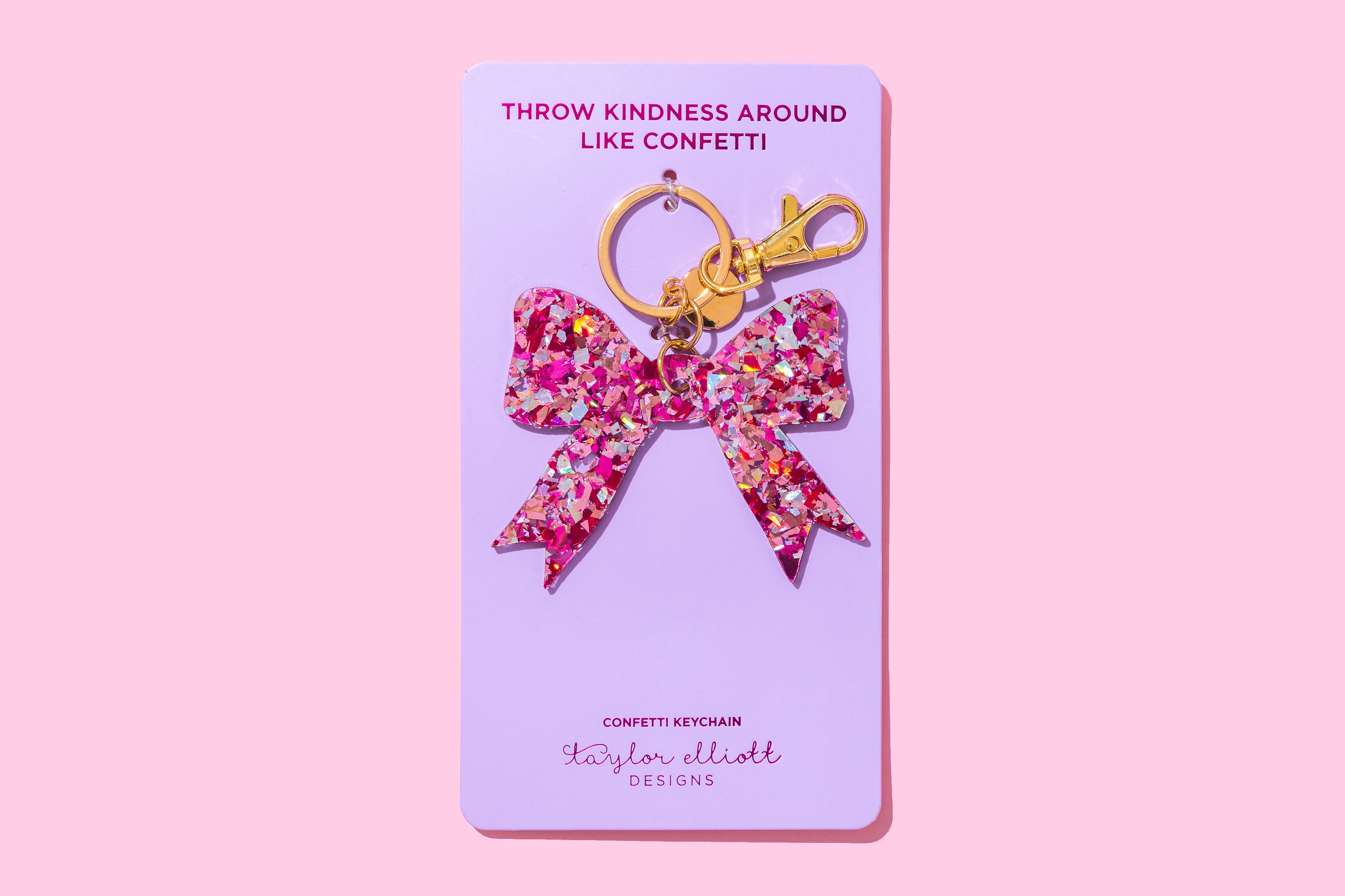 Pink Bow Confetti Keychain | Gift Idea | Backpack Charm